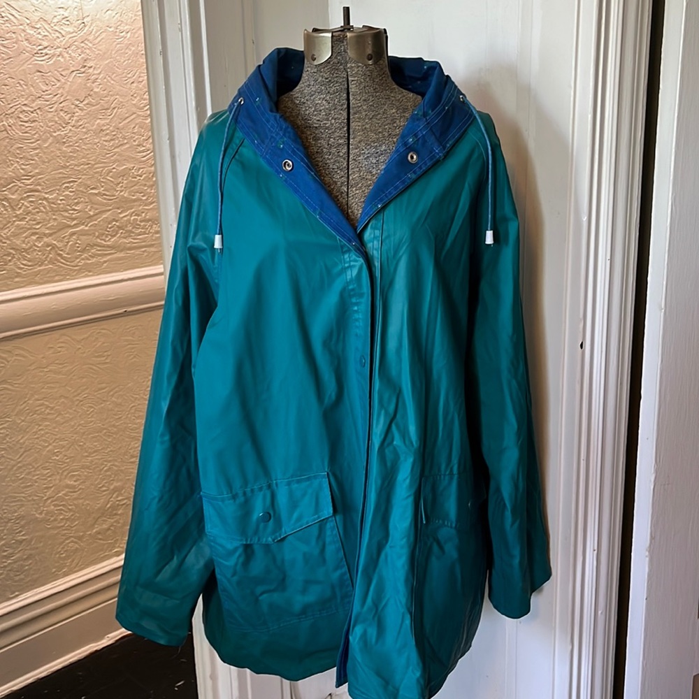 Giorgio Morandi 80s Vintage Teal Rain Jacket With Wha… - Gem